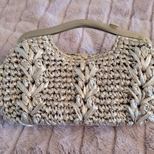 Bags | Woven Straw Vintage Style Clutch In Neutral Shade | Poshmark